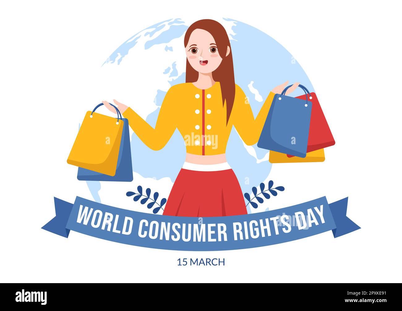 World Consumer Rights Day Illustration with Shopping, Bags and Needs of ...