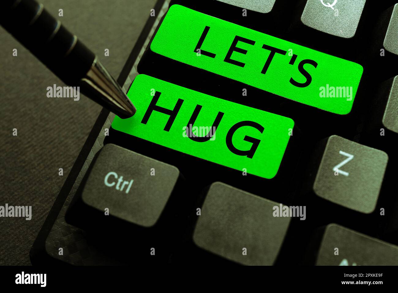 Writing displaying text Let's Hug, Concept meaning Cuddle between two ...