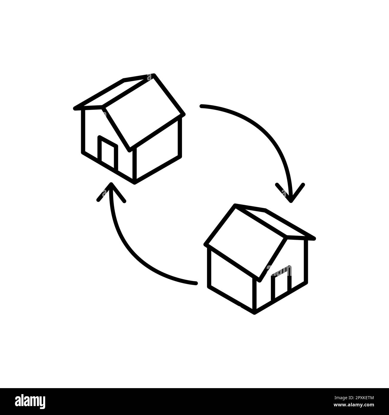 Property exchange line icon. linear style sign for mobile concept and ...