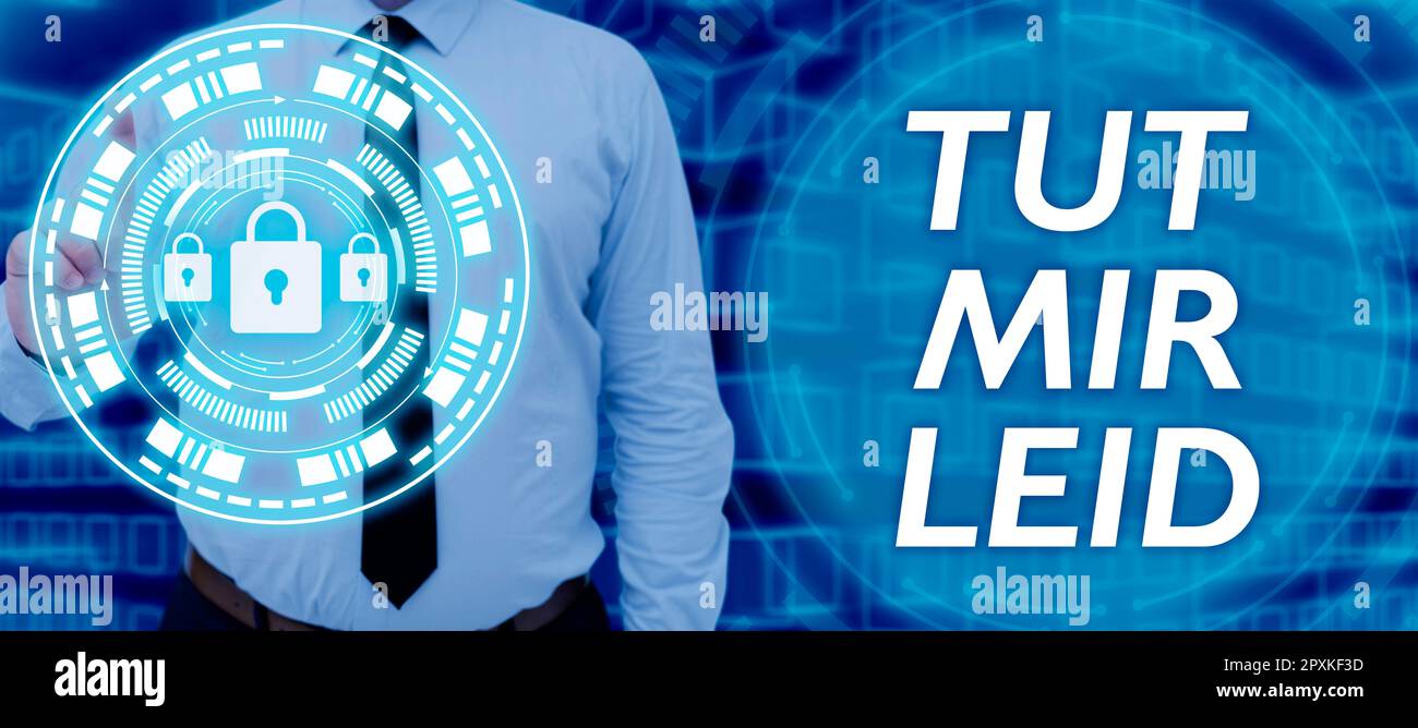 Hand writing sign Tut Mir Leid, Internet Concept asking forgiveness for ...