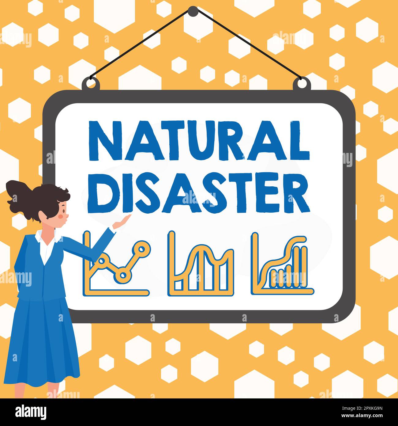 Sign displaying Natural Disaster, Word Written on occurring in the ...