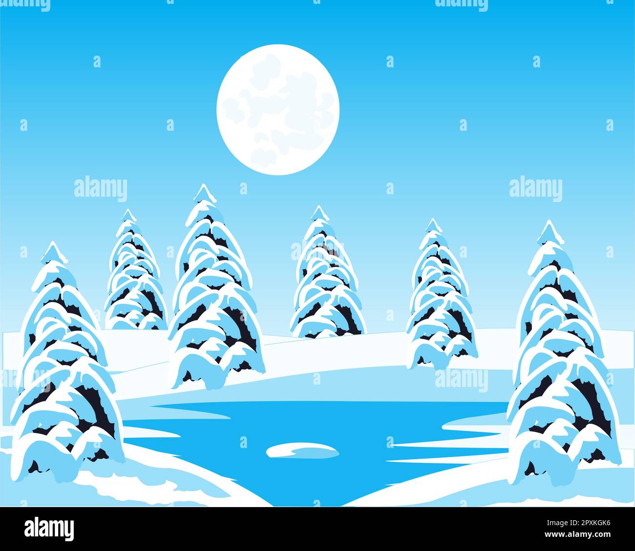 Cool winter landscape tree in snow and lake Stock Photo - Alamy