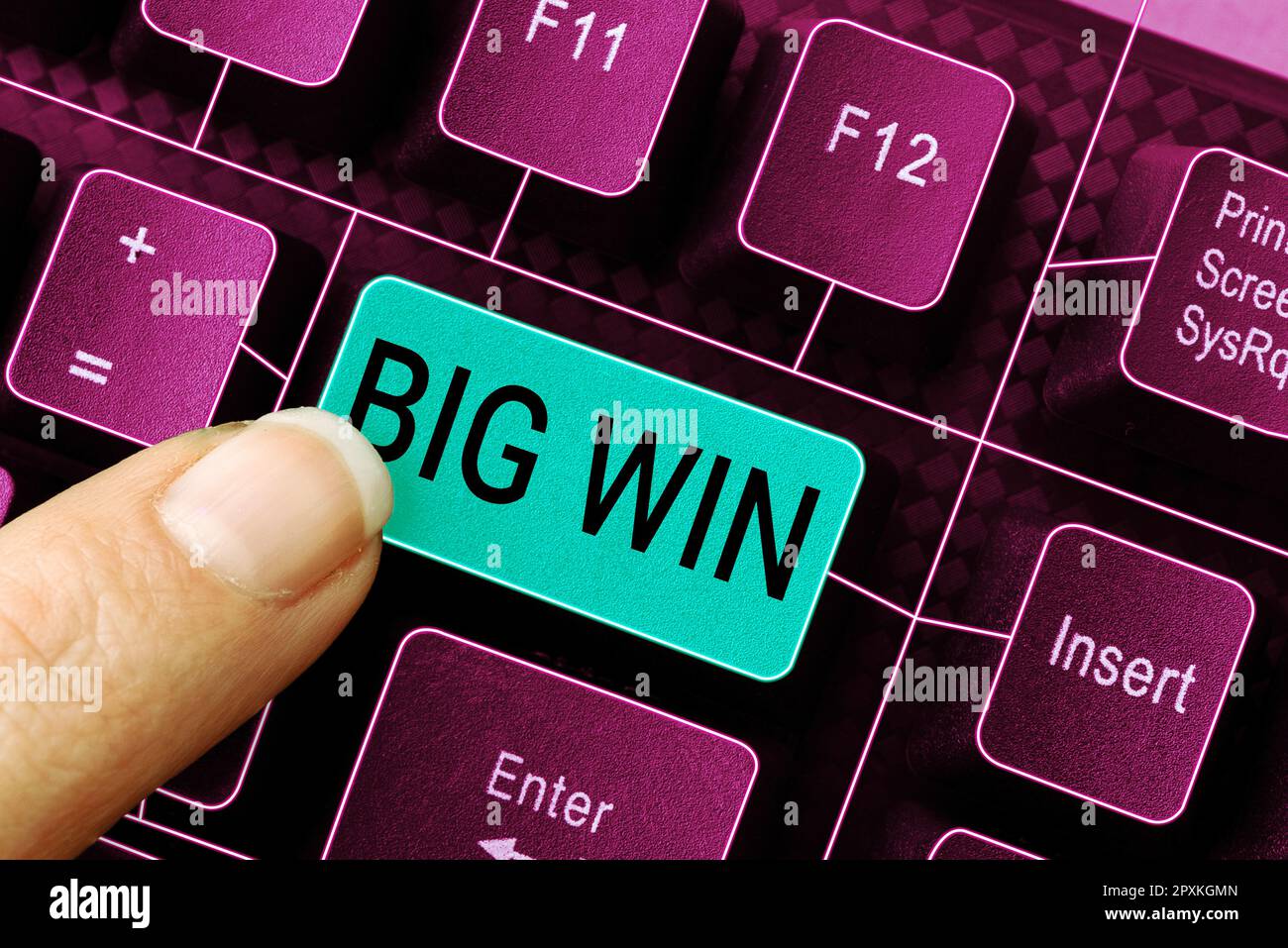 Sign displaying Big Win, Word for having won an important prize Money ...
