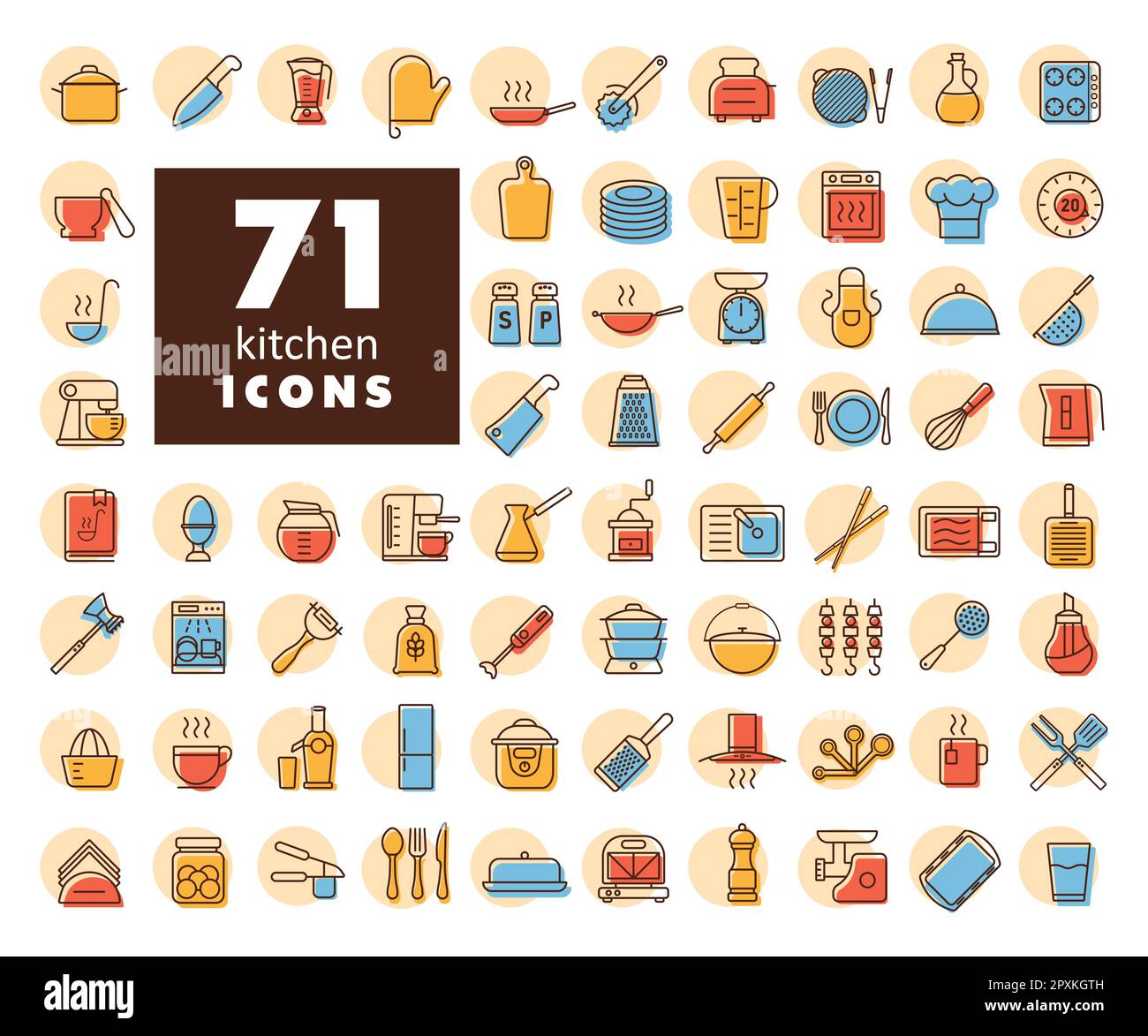 Cooking and kitchen vector icons set. Graph symbol for cooking web site ...