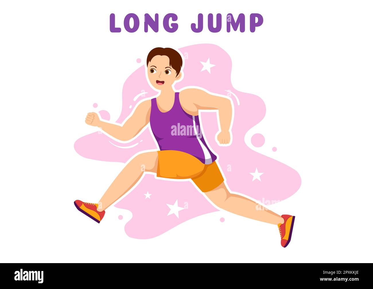 Long Jump Illustration with Athlete Doing Jumps in Sand Pit for Web ...