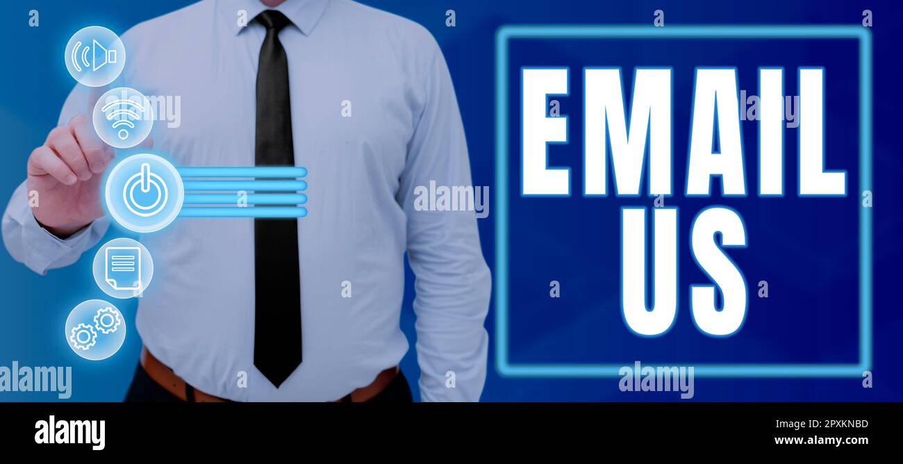 Text caption presenting Email Us, Word Written on Sending a commercial ...