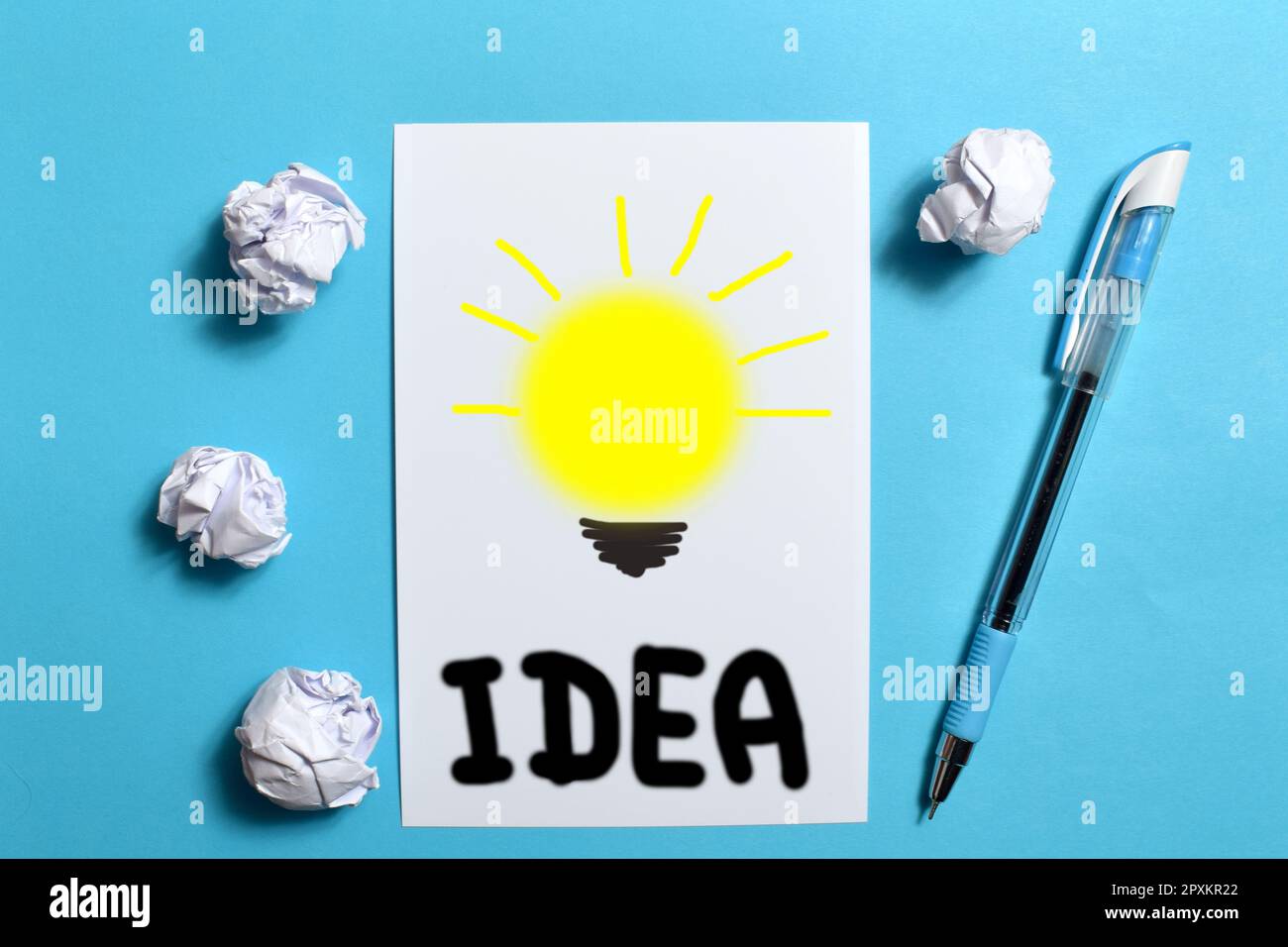 Creative thinking ideas and innovation concept. Paper scrap ball yellow ...