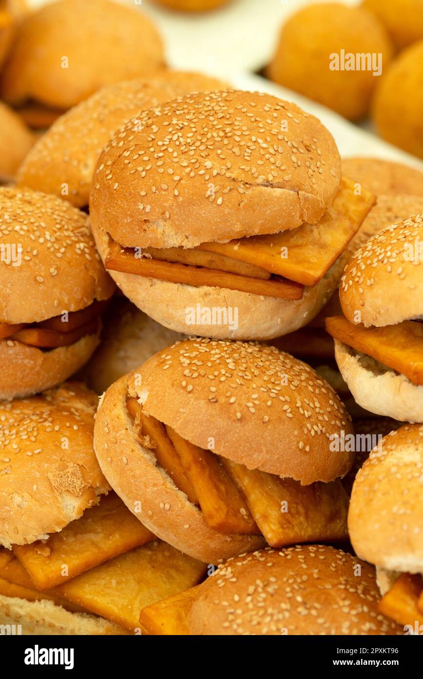Sandwich with Panelle, Typical Sicily Street Food Stock Photo - Alamy