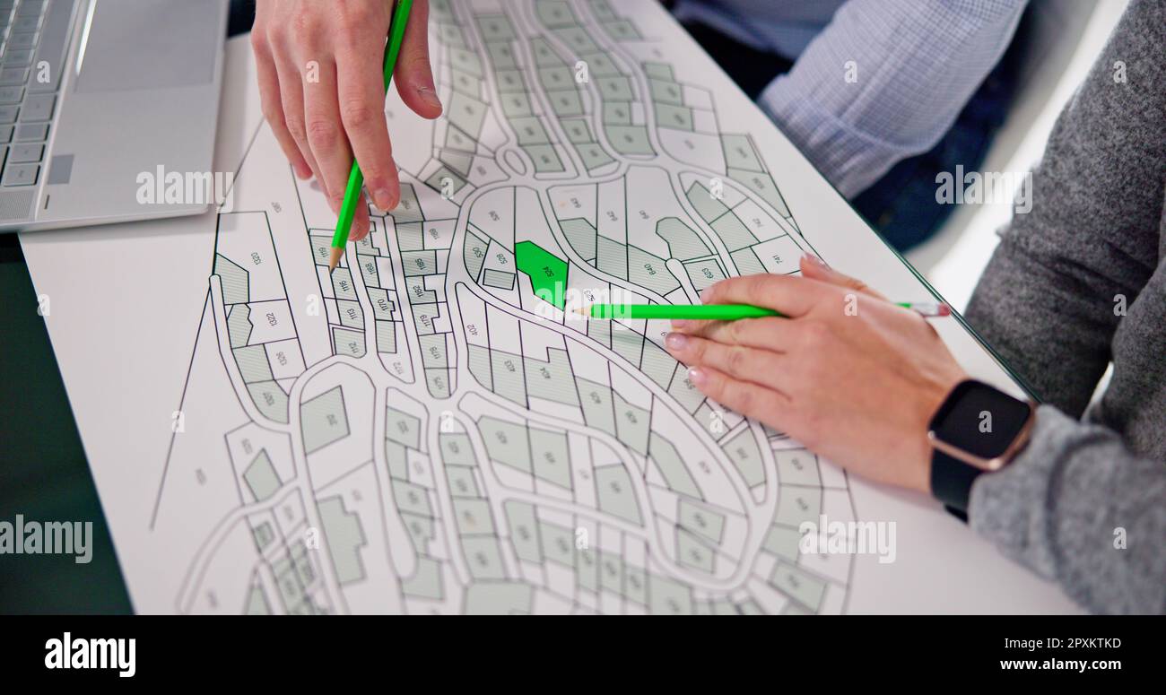 Cadastre Land Map Plot And Building Survey Stock Photo - Alamy