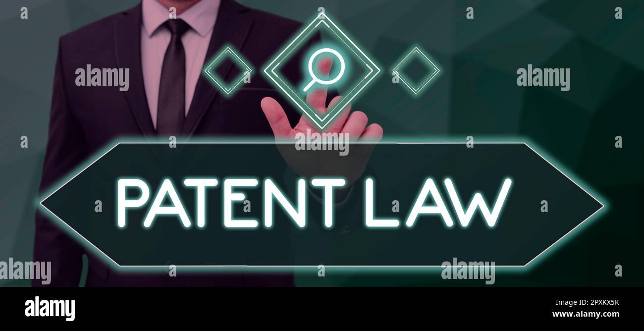 Inspiration showing sign Patent Law, Business showcase deals with an ...