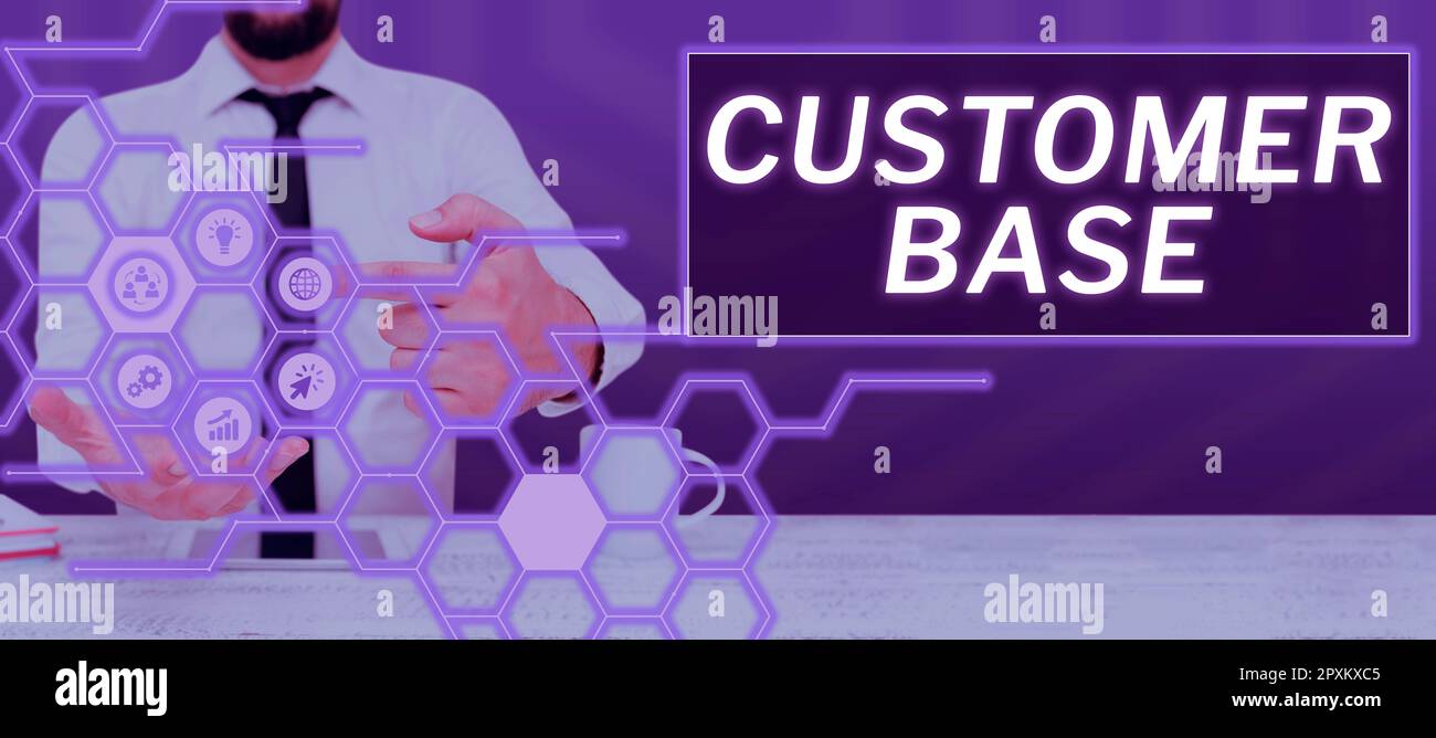 Hand writing sign Customer Base, Business approach encourage customers ...