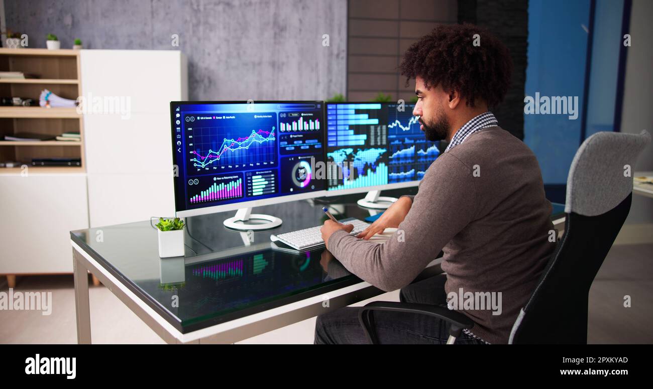 Financial Business Analytics Data Dashboard. Analyst Man Stock Photo ...