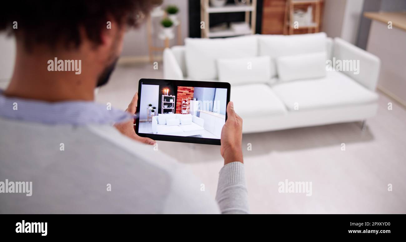 Virtual Real Estate House Video Conference Tour Stock Photo - Alamy