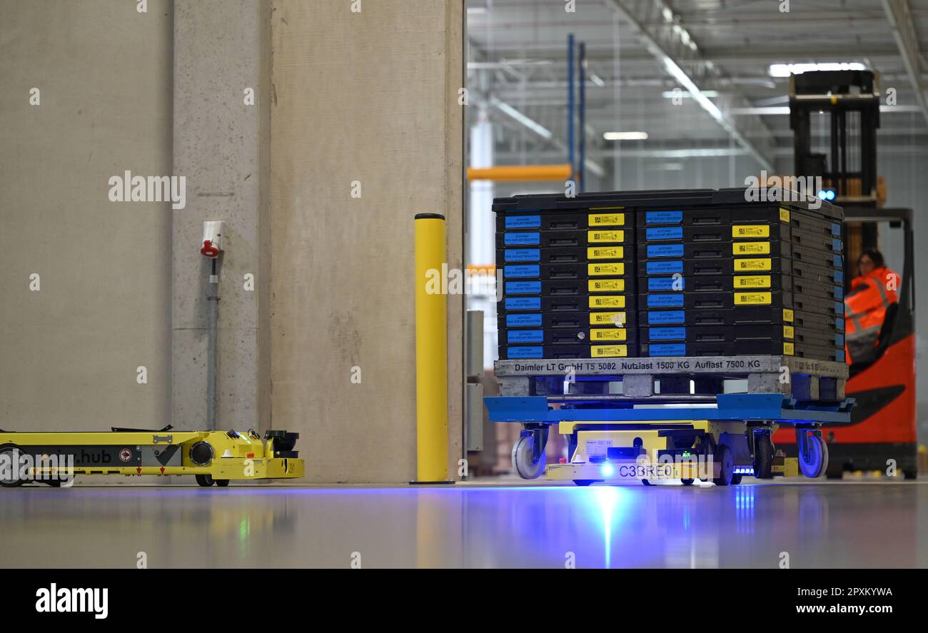 Bremen, Germany. 02nd May, 2023. An automated guided vehicle (AGV ...