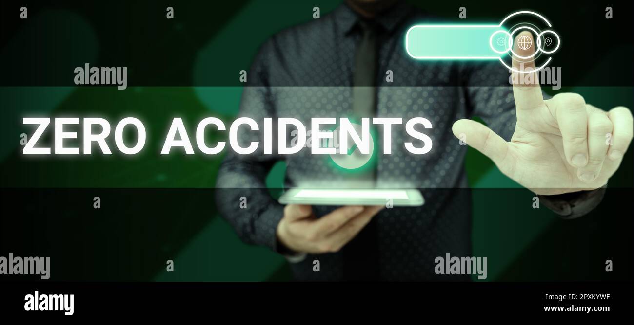 Conceptual caption Zero Accidents, Word Written on important strategy ... Conceptual caption Zero Accidents, Word Written on important strategy ...