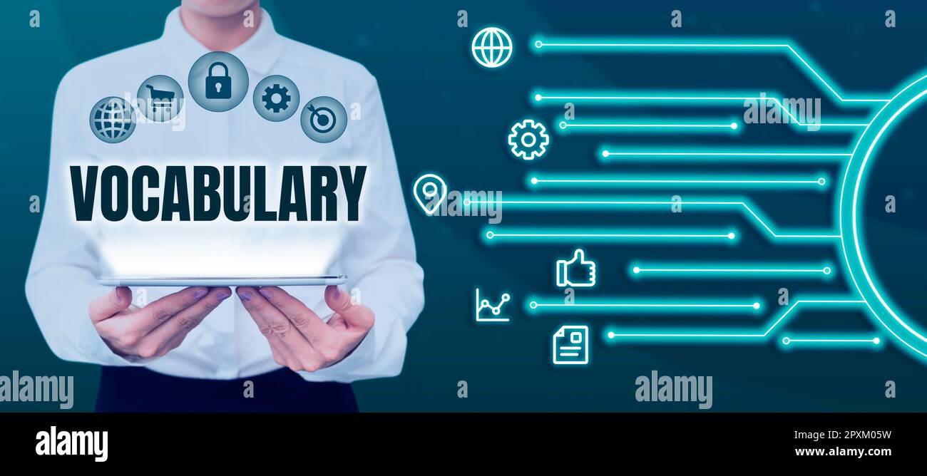 Text showing inspiration Vocabulary, Concept meaning collection of words and phrases ...