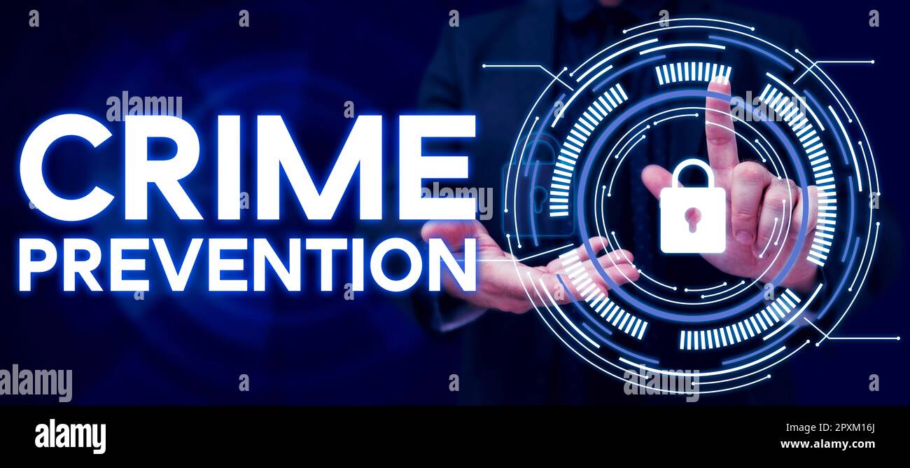 Hand writing sign Crime Prevention, Internet Concept Federal Offense ...