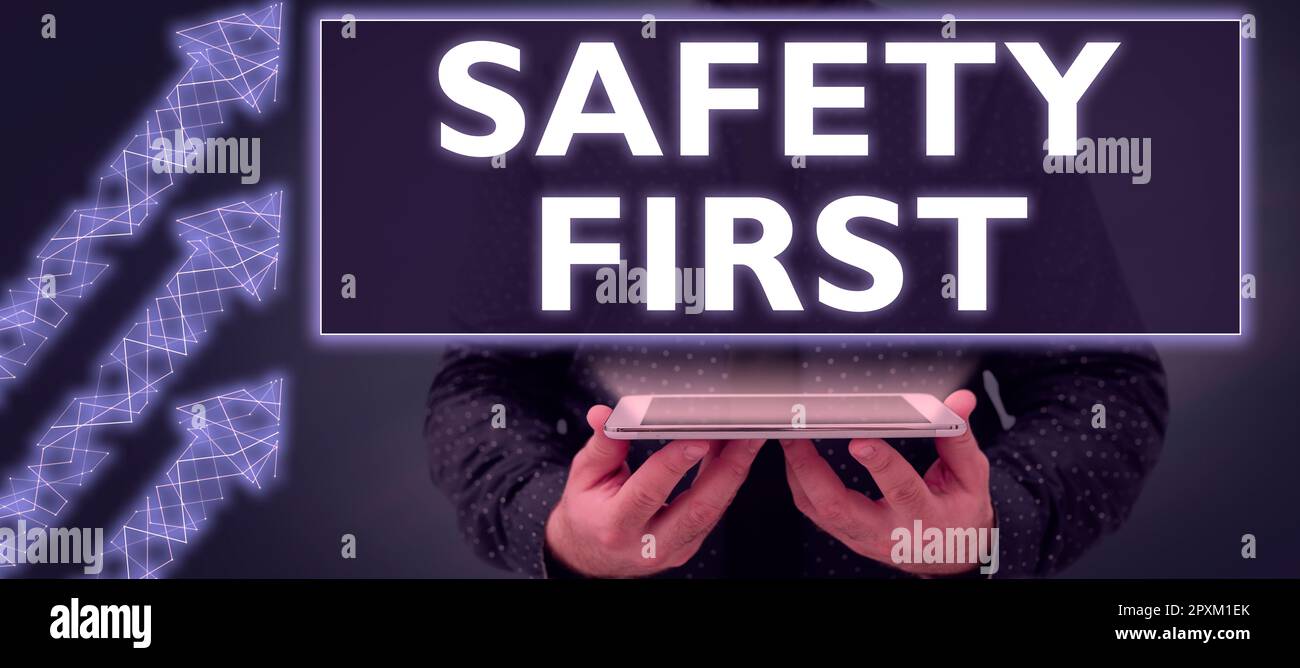Conceptual display Safety First, Internet Concept Avoid any unnecessary ...