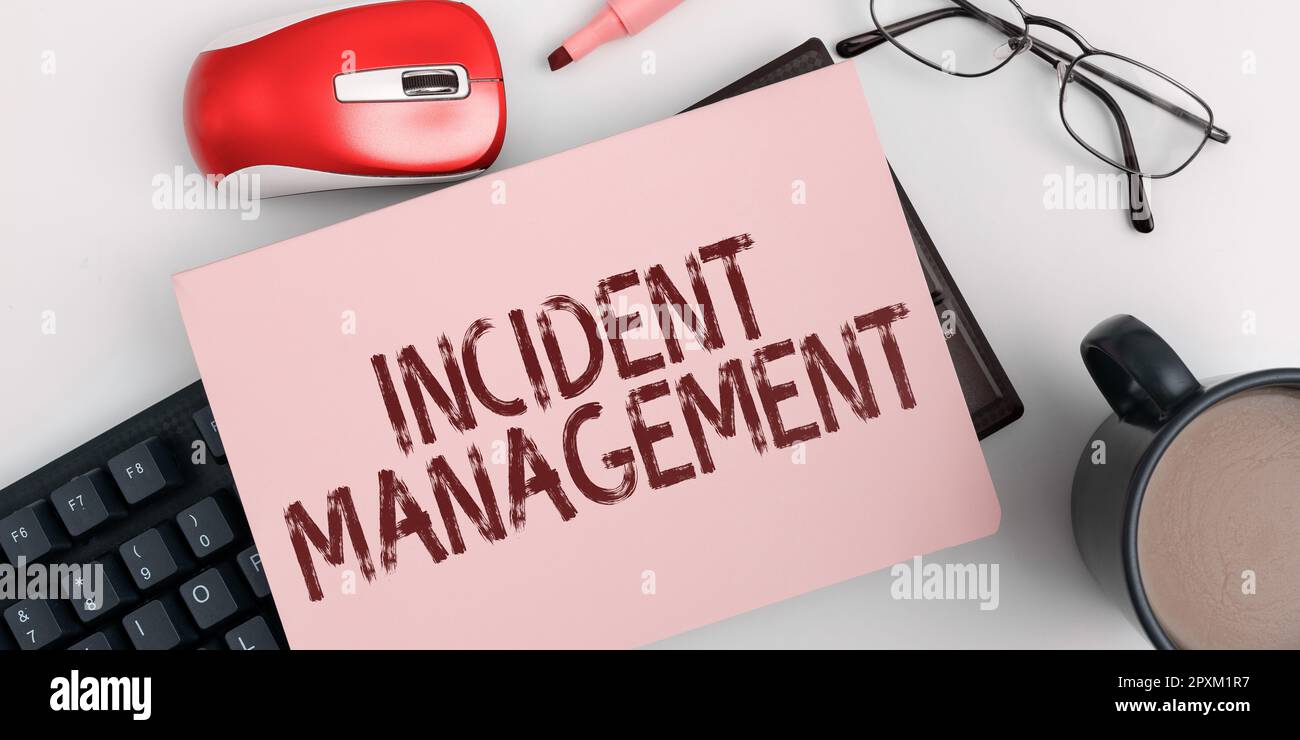 Text caption presenting Incident Management, Business idea Process to return Service to Normal ...