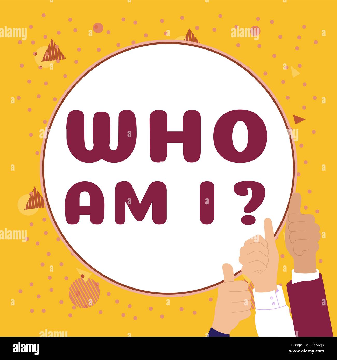 Text caption presenting Who Am I, Concept meaning when being asked ...
