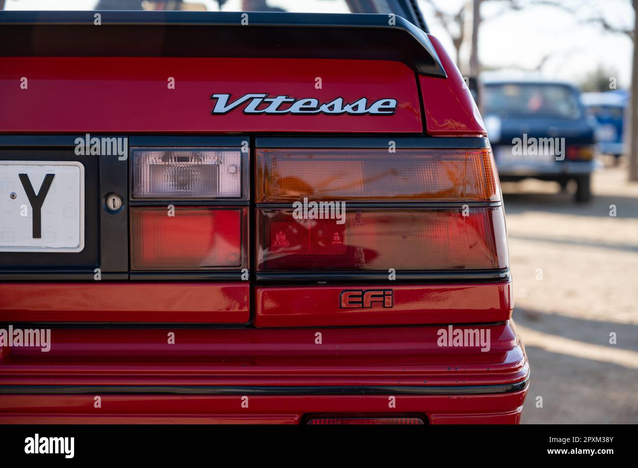 Detail of a classic English vehicle, the red Rover 216 EFI Stock Photo ...