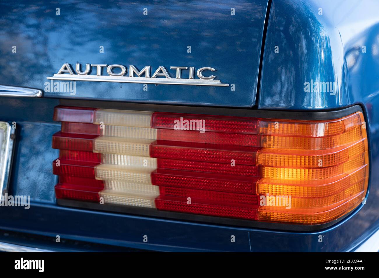 Detail of the name "Automatic" of a beautiful classic Mercedes Benz ...