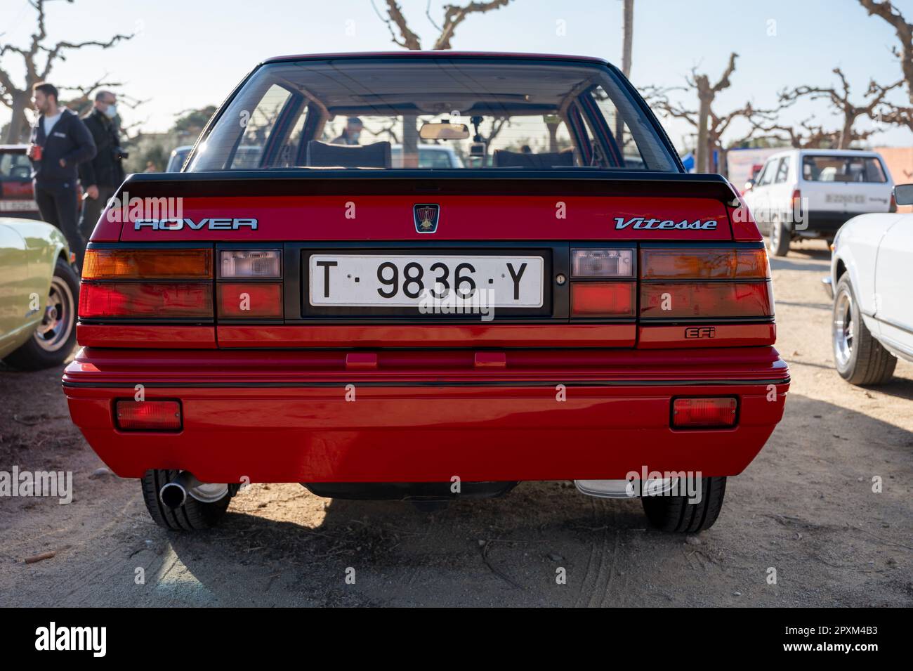 Detail of a classic English vehicle, the red Rover 216 EFI Stock Photo ...