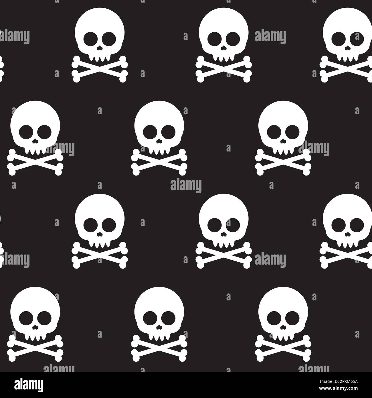 Pattern with skulls and bones on a black background Stock Vector Image ...