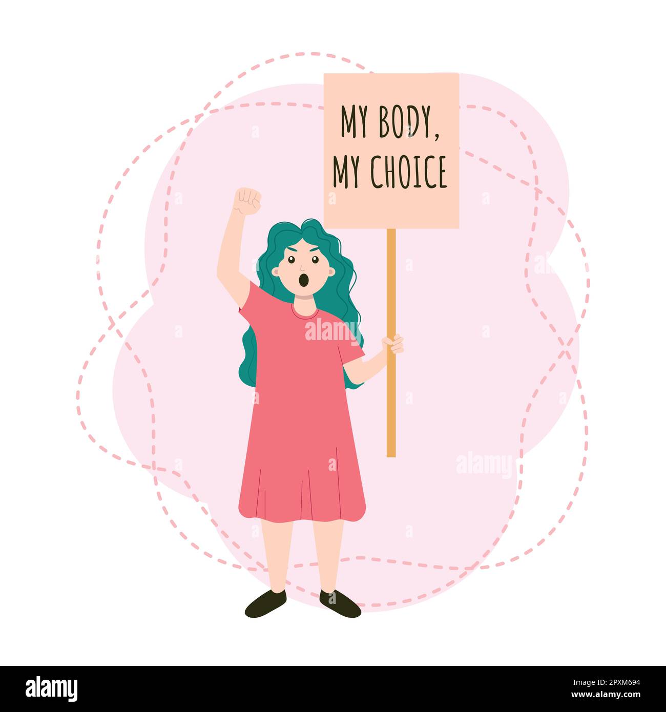 Protesting girl with a poster My body, my choice Stock Vector Image ...