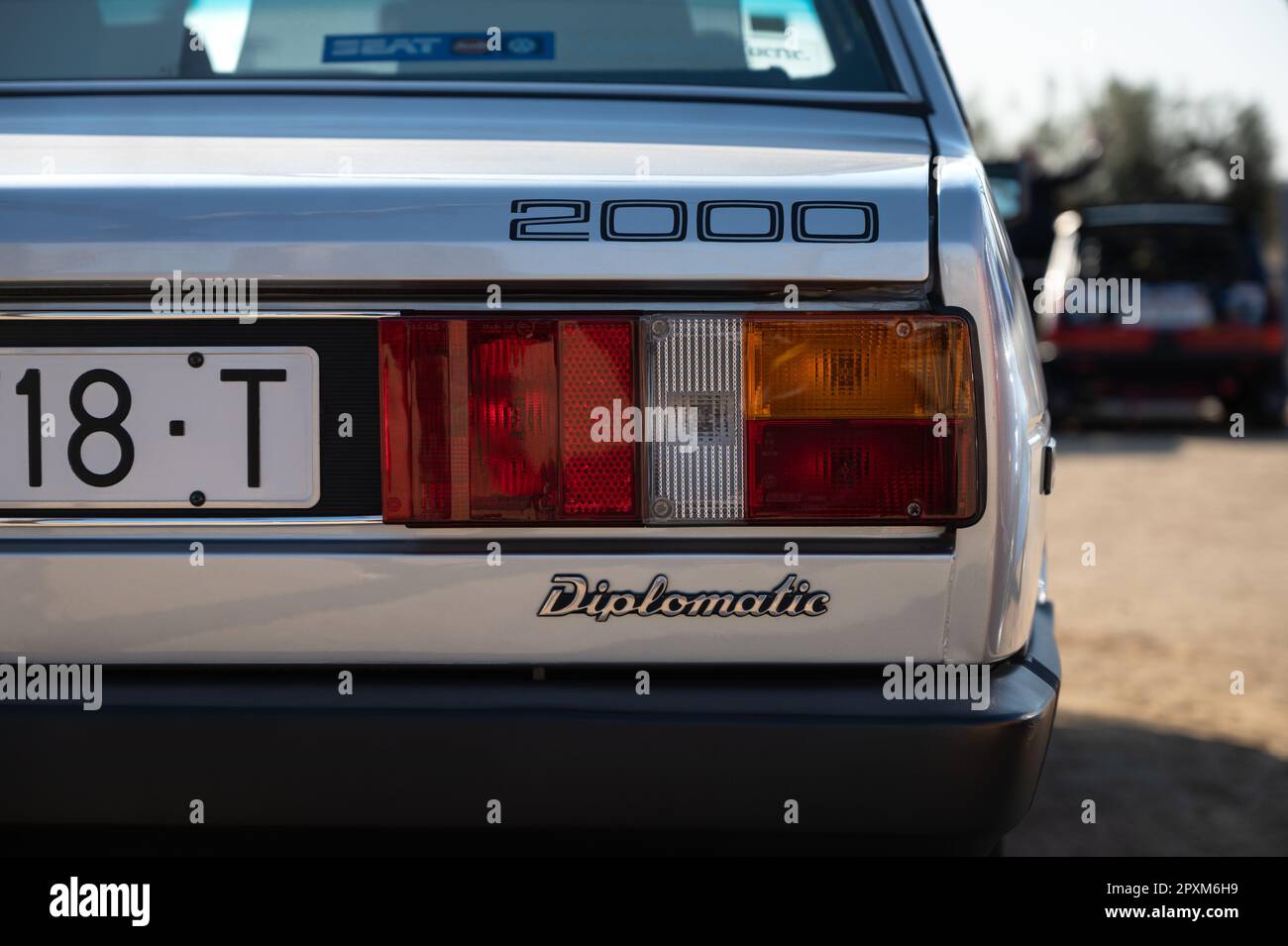 Detail of the rear part and the badage of a Seat 131 2000 Diplomatic ...