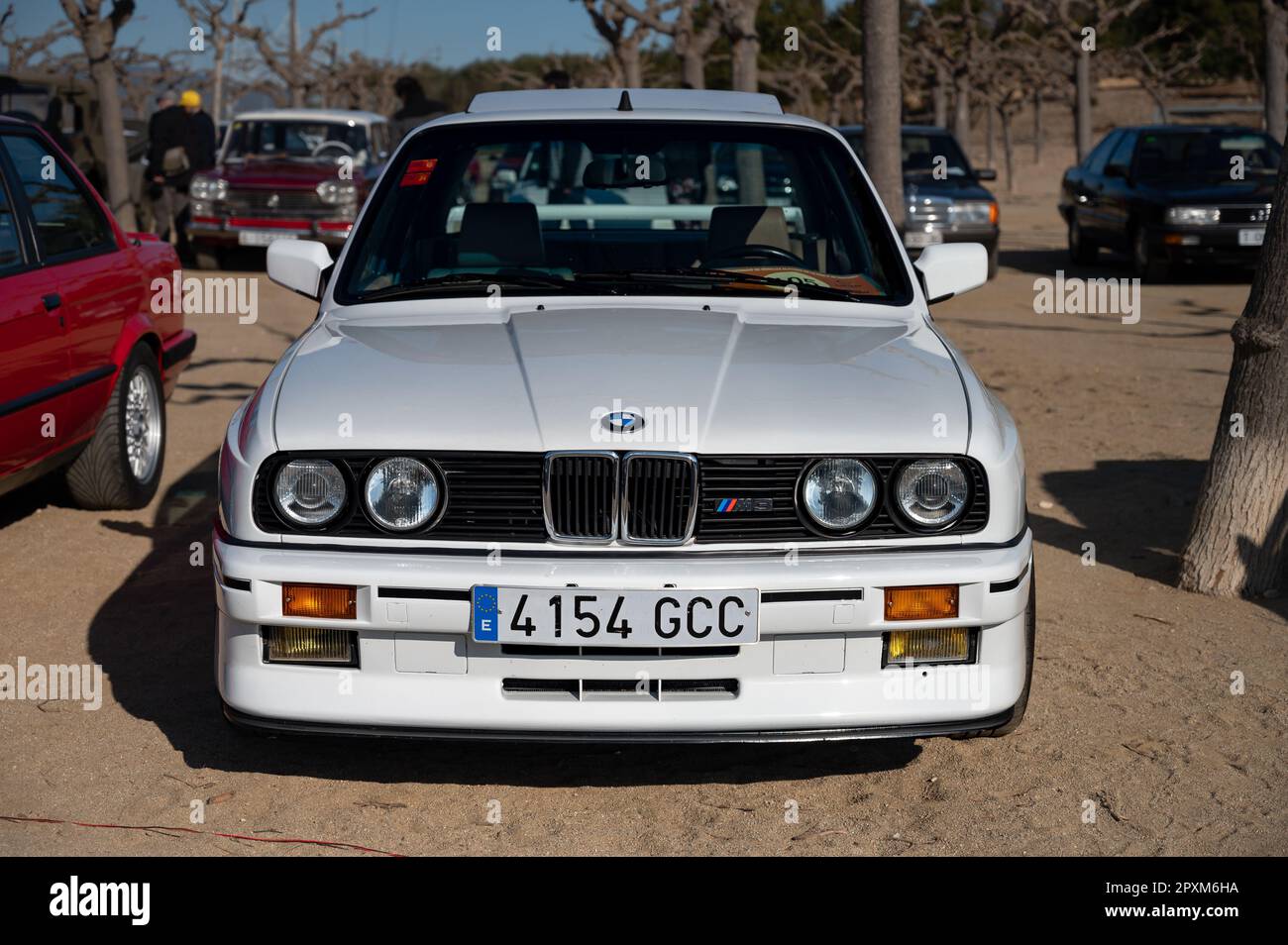 Detail of a beautiful German classic, the white BMW E30 M3 Stock Photo - Alamy