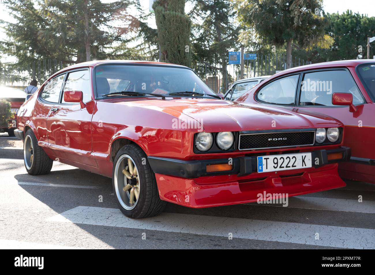 Detail of a red Ford Capri classic car Stock Photo - Alamy