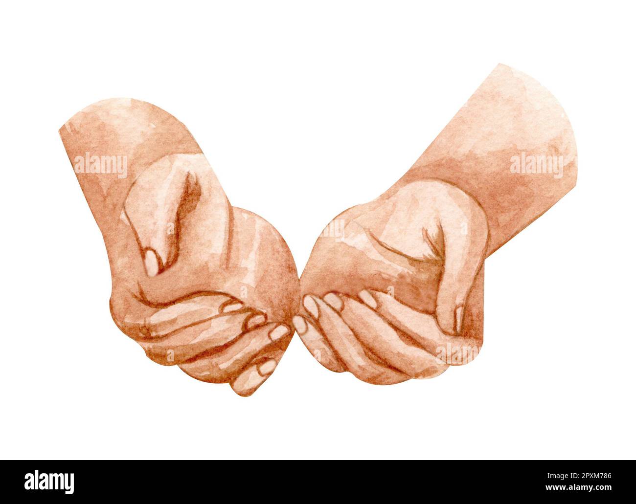 Watercolor hand illustration. Holding hands. Hope concept. charity ...