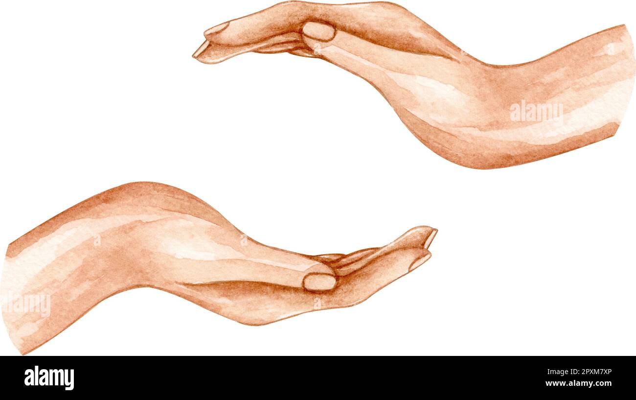 Watercolor hand illustration. Holding hands. Hope concept. charity ...