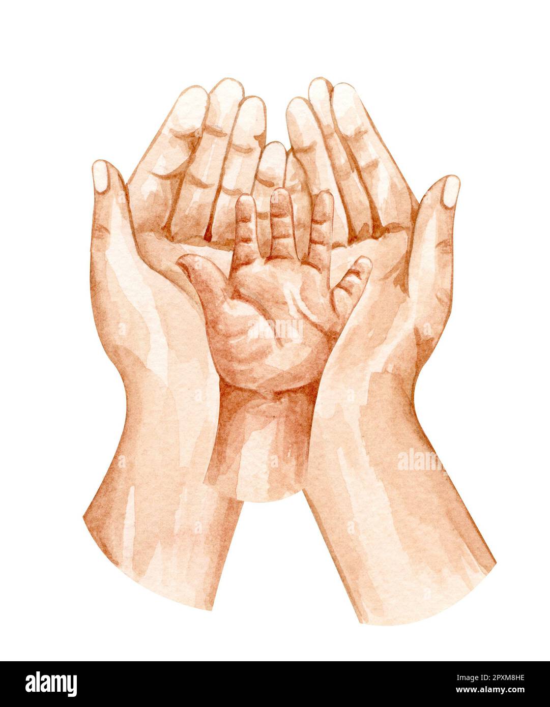 Watercolor hand illustration. Holding hands. Hope concept. charity ...