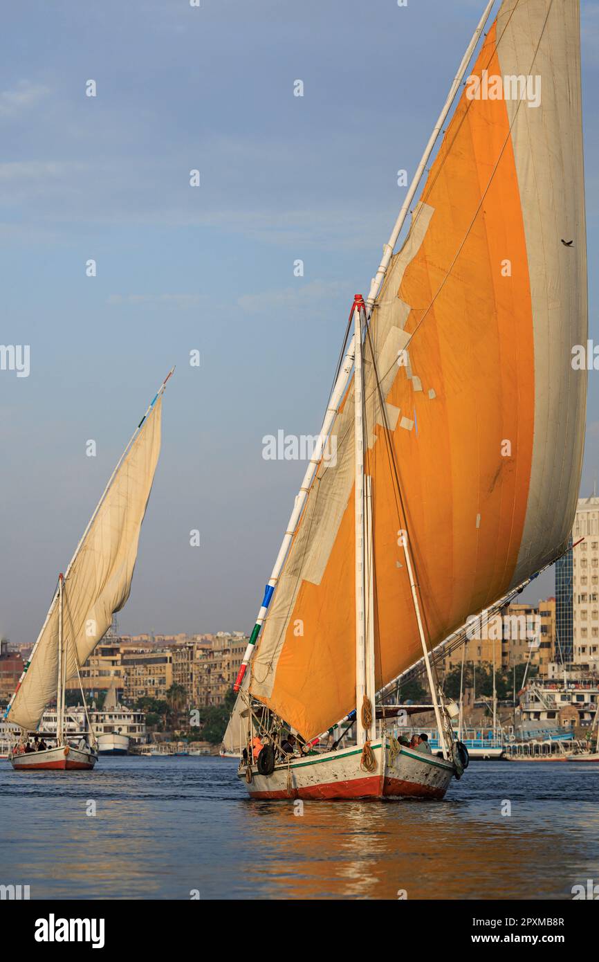 Felucca on Nile river in Aswan - Egypt Stock Photo - Alamy