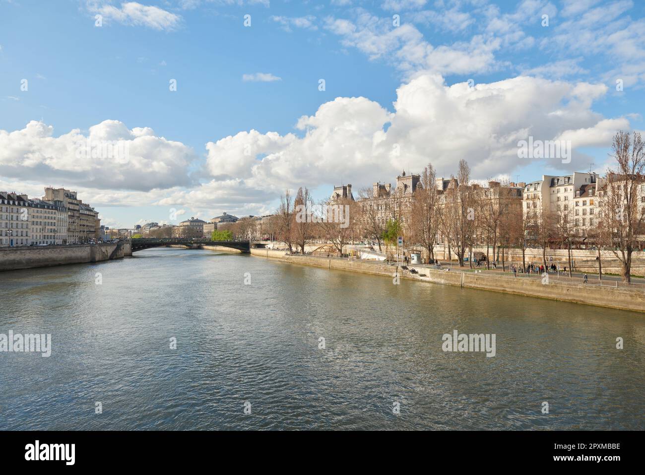 a view of the river Seine in Paris on a warm spring afternoon Stock ...