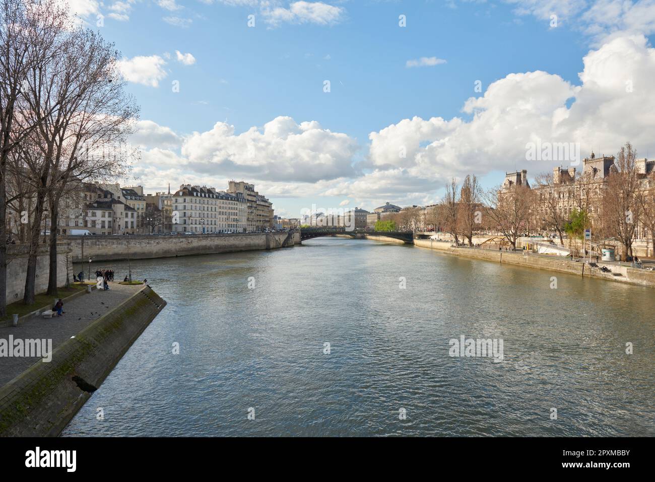 a view of the river Seine in Paris on a warm spring afternoon Stock ...
