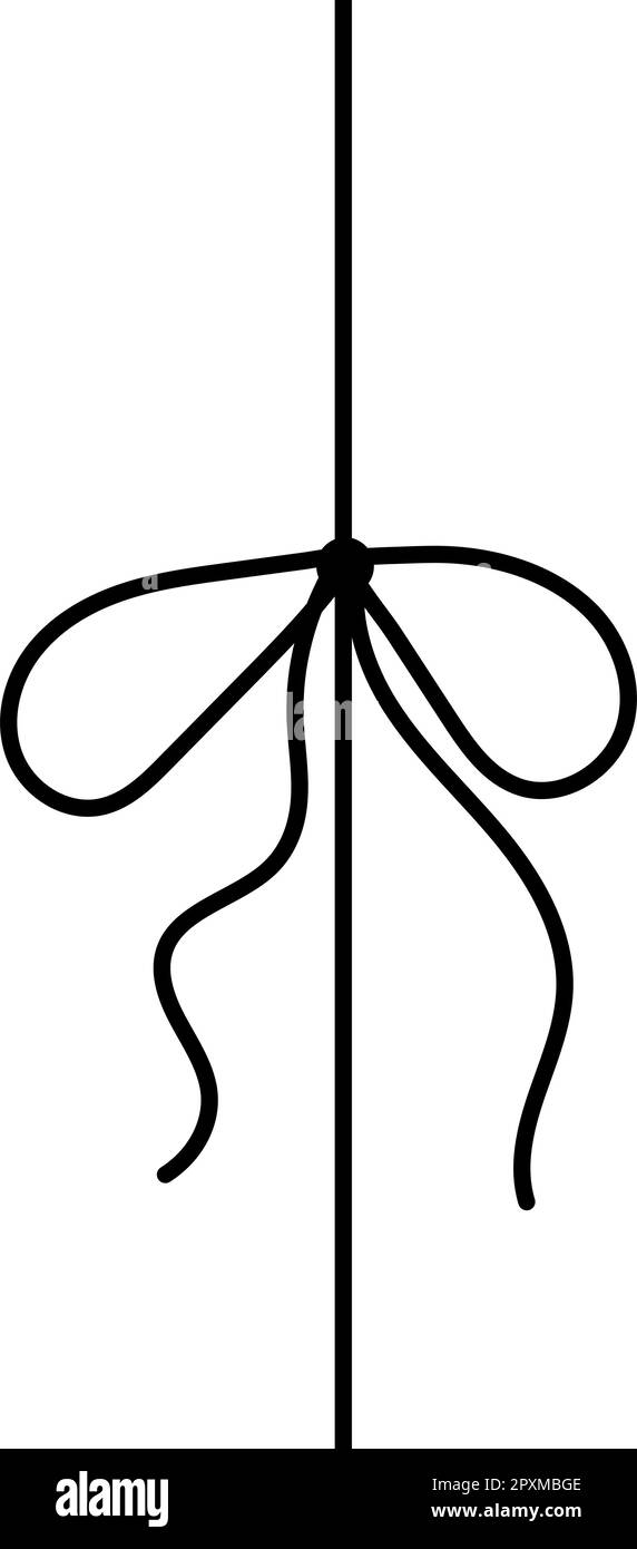 Bow on gift ribbon string vector silhouette icon Stock Vector Image ...