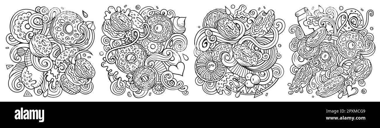 Donuts cartoon vector doodle designs set Stock Vector Image & Art - Alamy Donuts cartoon vector doodle designs set Stock Vector Image & Art - Alamy