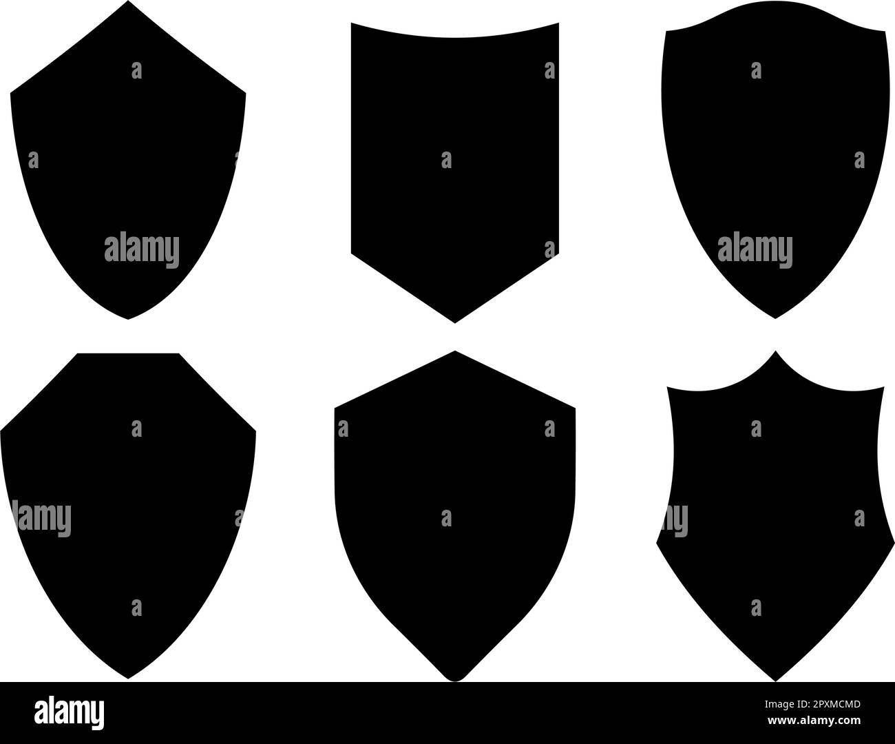 Shield black silhouette vector icon protect and security outline symbol ...