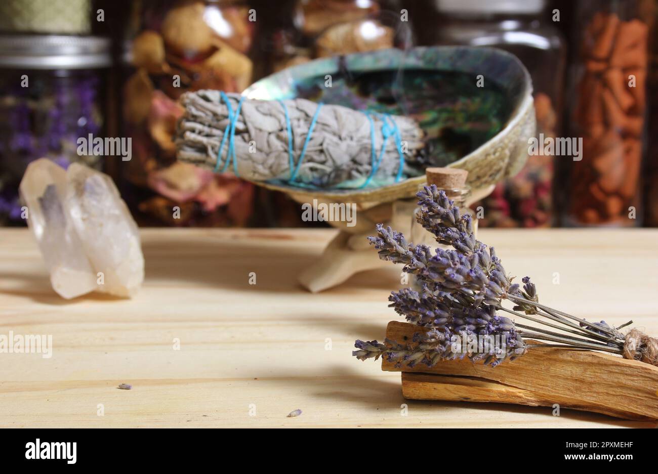 Dried Lavender With Palo Santo Sticks and Abalone Shell For Smudging in ...