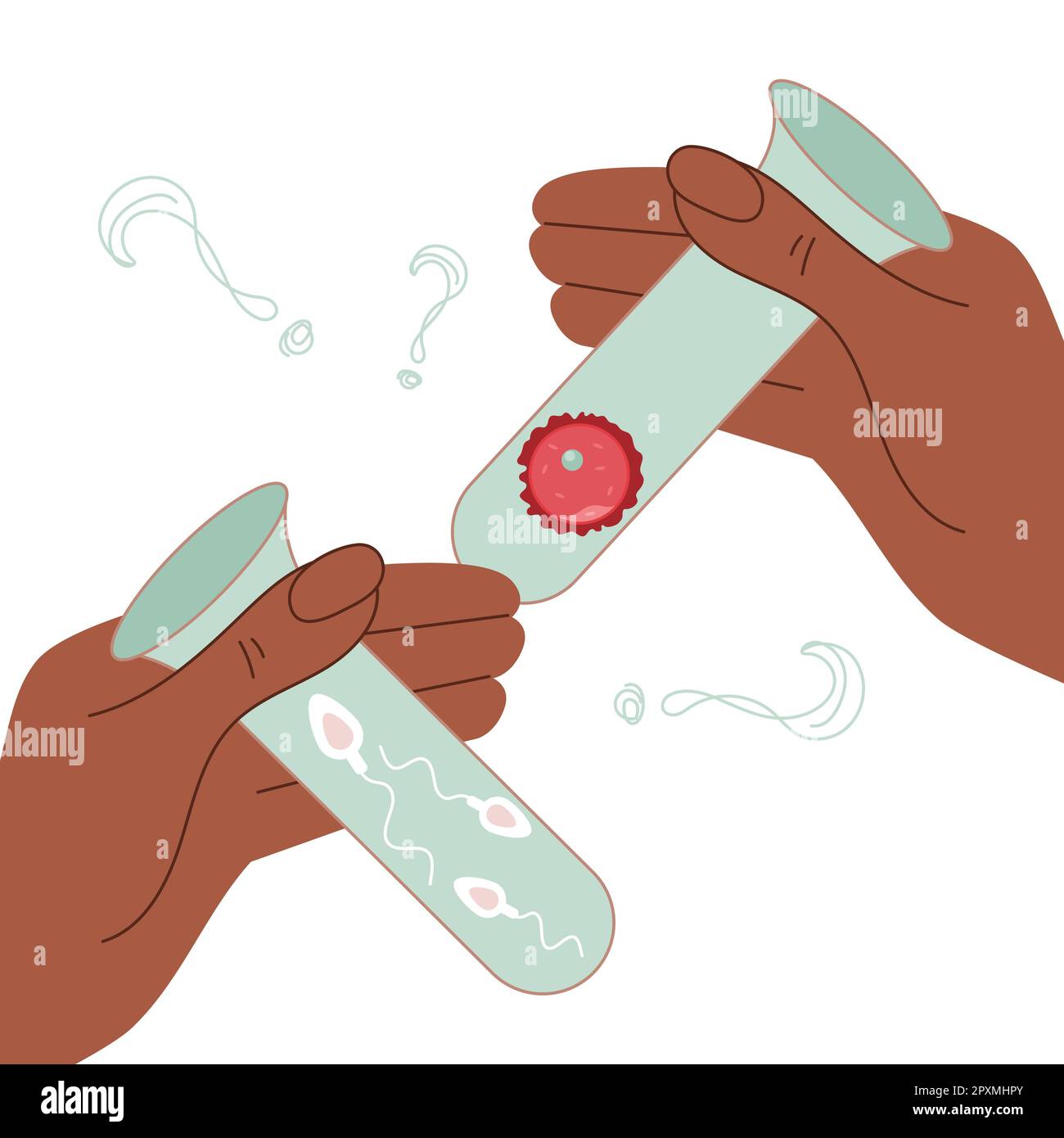 Hands hold test-tube with sperm cell and egg cell for artificial ...
