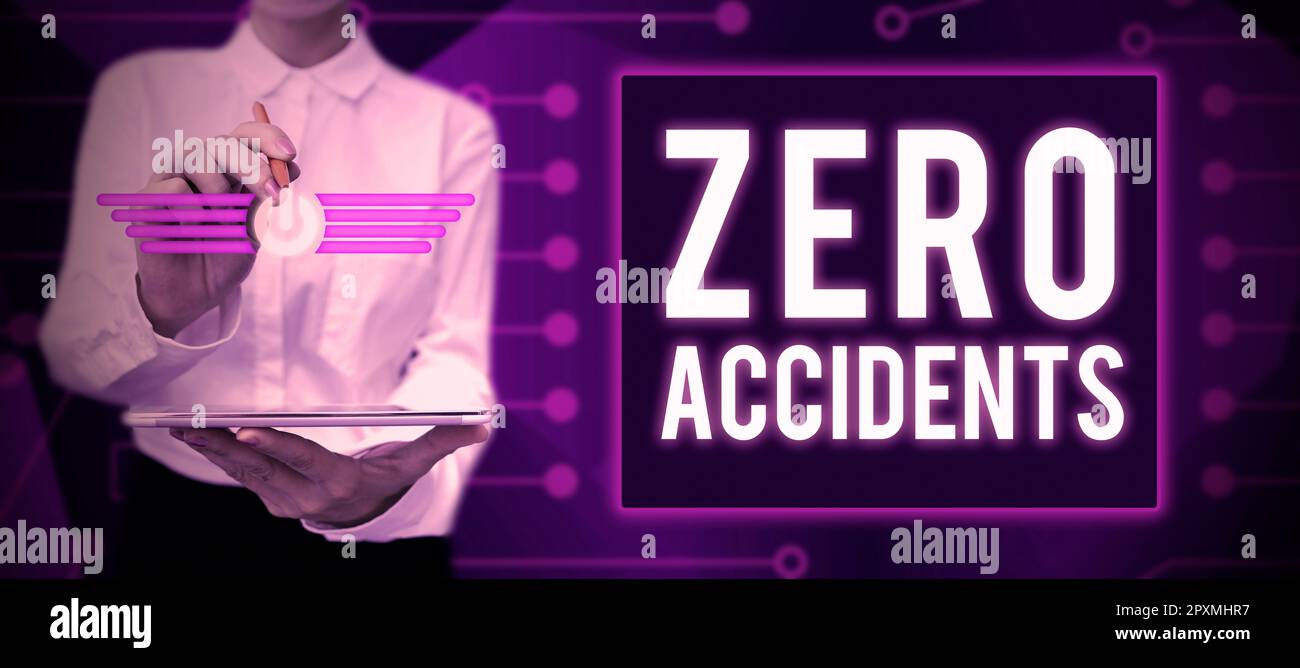 Sign displaying Zero Accidents, Word Written on important strategy for ...
