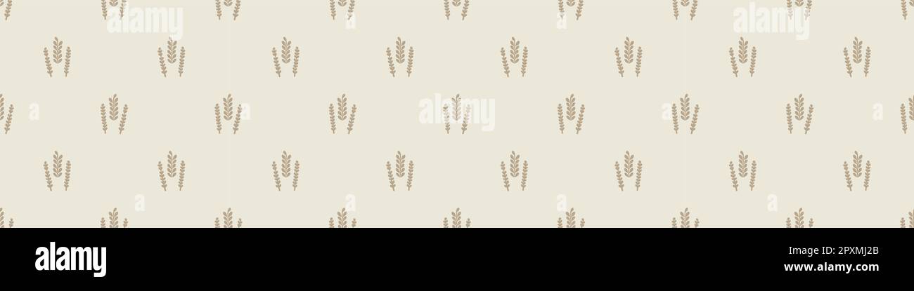 Quirky leaf sprig lino cut motif vector pattern. Seamless decoration of ...