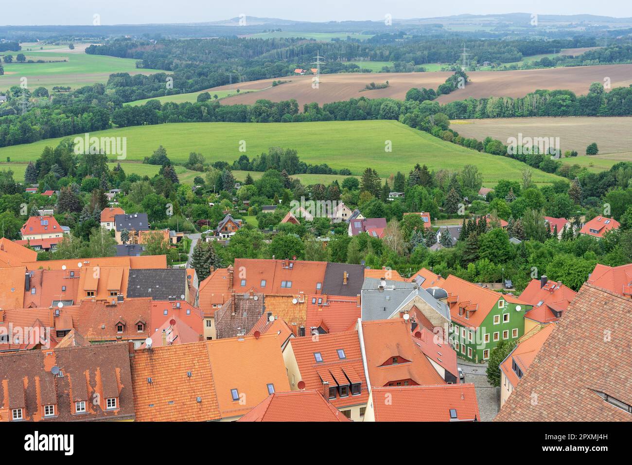 View of the town of Stoplen from the height of the watchtower of a ...