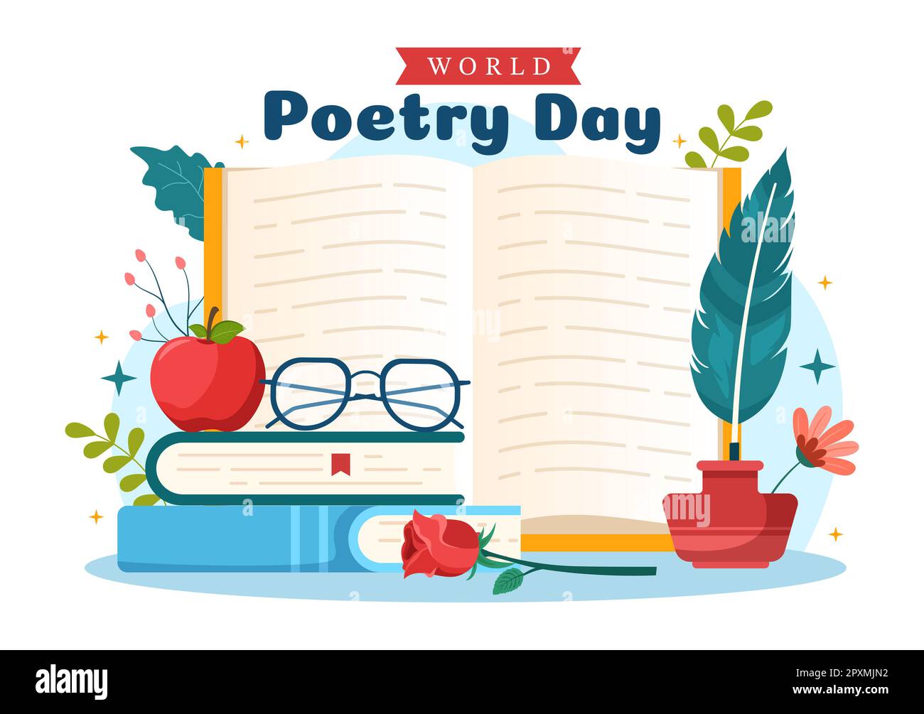 World Poetry Day on March 21 Illustration with a Quill, Paper or ...