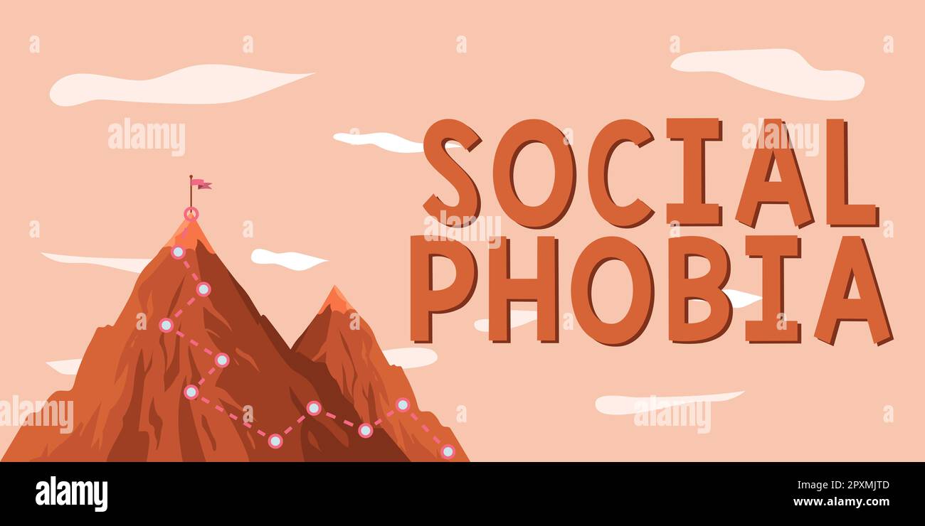 Conceptual caption Social Phobia, Word Written on overwhelming fear of ...