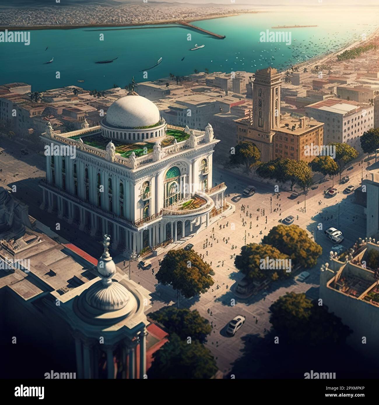 This painting captures the rich history and architectural splendor of ...