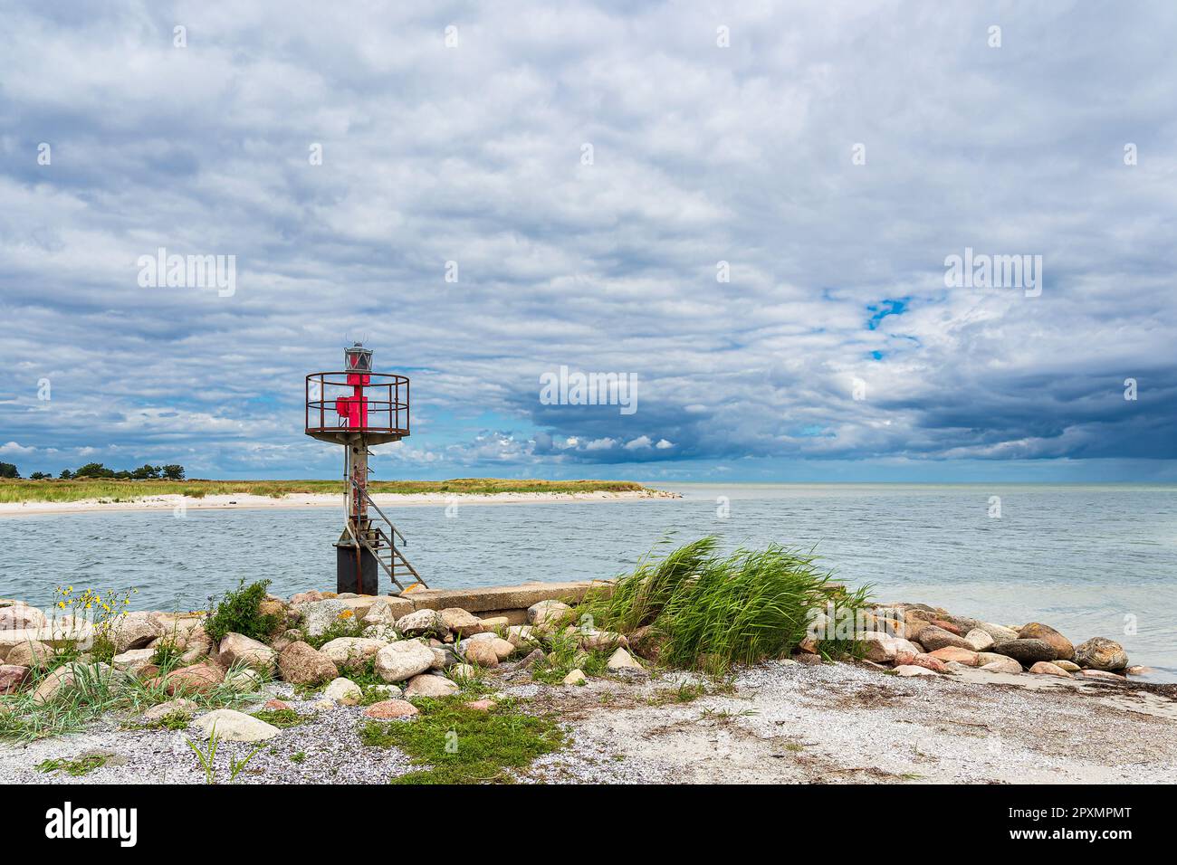 Beacon on the entrance of the port of distress on the peninsula ...